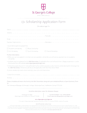Fillable Online 13 Scholarship Application Form - St Georges College ...