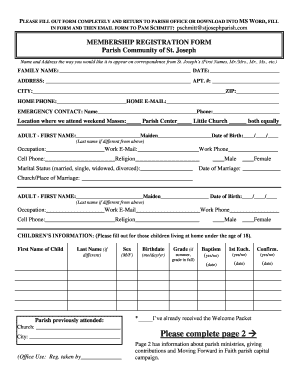 Fillable Online PLEASE FILL OUT FORM COMPLETELY AND RETURN TO PARISH OFFICE OR DOWNLOAD INTO MS ...