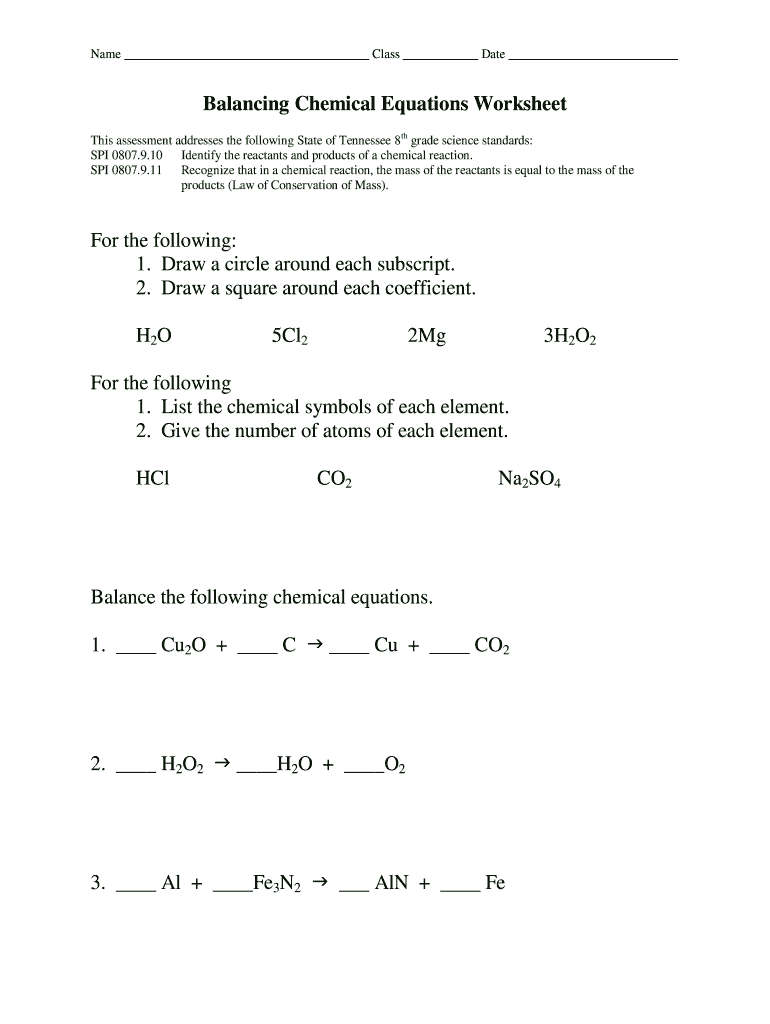 Balancing Equation Worksheet Fill Online Printable Fillable Blank Balancing Equation Worksheet Fill Online Printable Fillable Blank