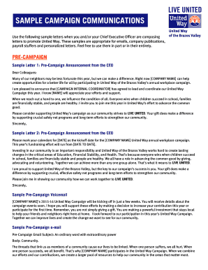Fillable Online SAMPLE CAMPAIGN COMMUNICATIONS Fax Email Print - pdfFiller