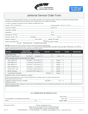 Fillable Online Janitorial Service Order Form - Dx3 Canada Fax Email ...