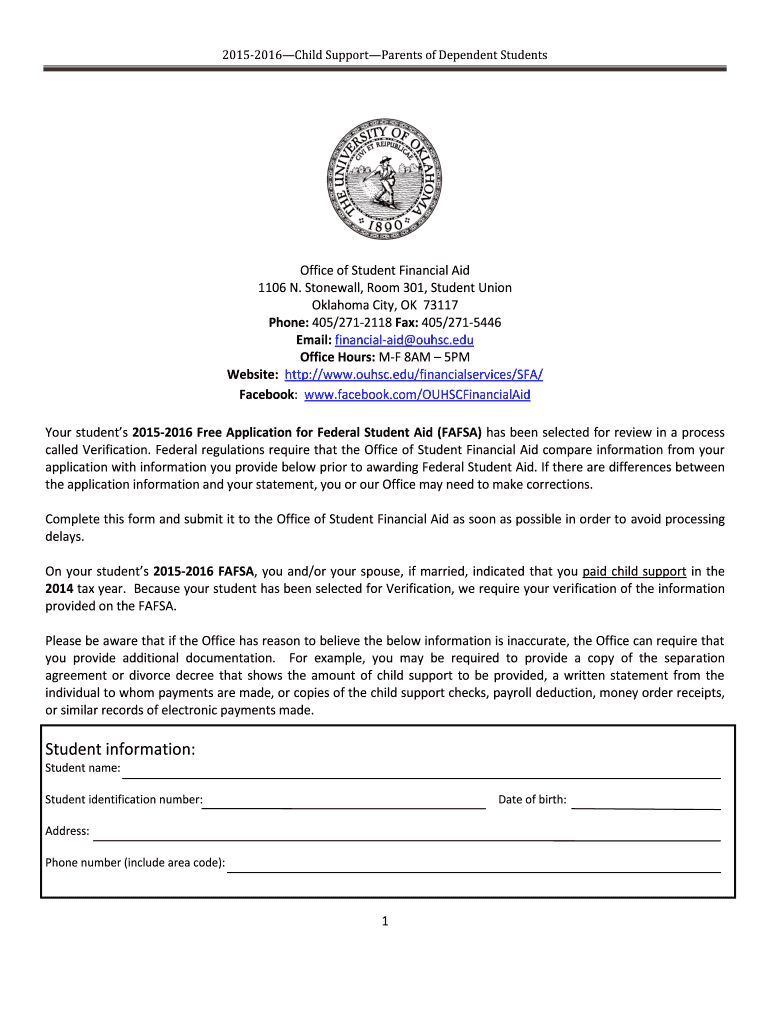 Fillable Online Child Support Parents of Dependent Students Fax Email ...