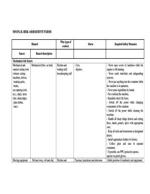 Fillable Online M9-EN10 RISK ASSESSMENT FORMS Fax Email Print - pdfFiller