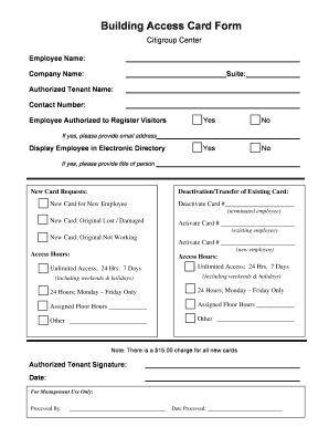 Fillable Online Building Access Card Request Form 22009 Fax Email Print ...