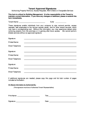 Fillable Online Tenant Approved Signatures - Form Fax Email Print ...