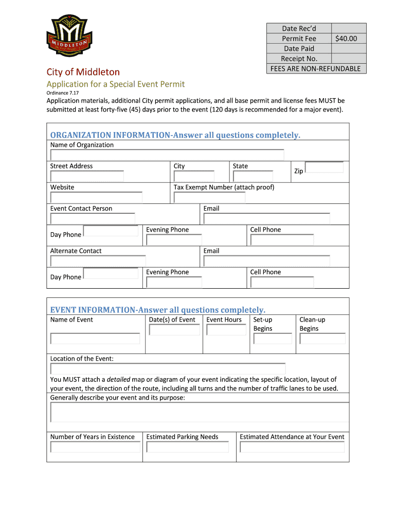 Fillable Online Special-Events-Permit-Application-Form Fax Email Print ...