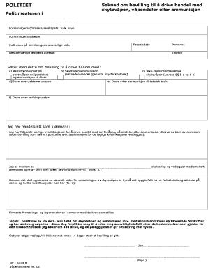 Fillable Online politi S knad om bevilling til drive handel med skytev pen - Politiet Fax Email ...