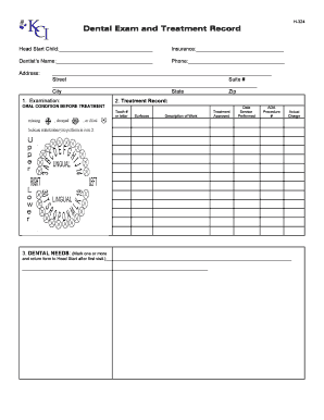 Fillable Online H-324 - Dental Exam Form Fax Email Print - pdfFiller