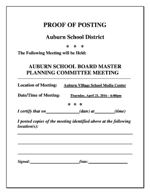 Fillable Online Proof of posting - Auburn Village School Fax Email ...