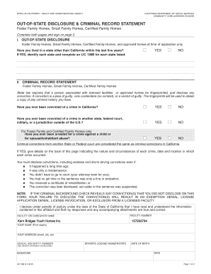 Fillable Online OUT-OF-STATE DISCLOSURE amp CRIMINAL RECORD STATEMENT ...