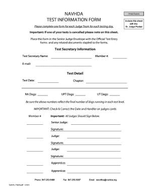 Fillable Online navhda NAVHDA TEST INFORMATION FORM Fax Email Print ...