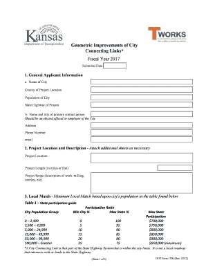 Fillable Online Geometric Improvements of City Connecting Links* Fiscal ...