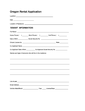 Fillable Online Oregon Rental Application - LegalFormsorg Fax Email ...