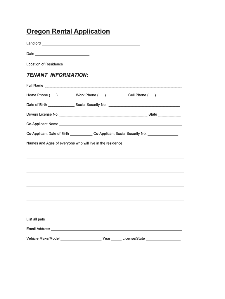 Fillable Online Oregon Rental Application - LegalFormsorg Fax Email ...