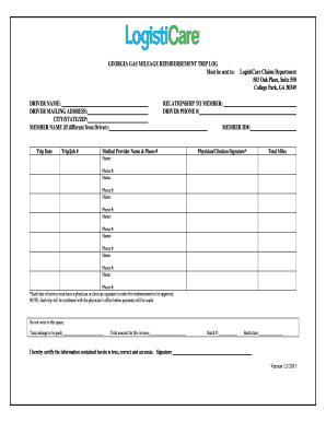 Fillable Online Georgia Gas Mileage Reimbursement Invoice Form 201 Fax ...