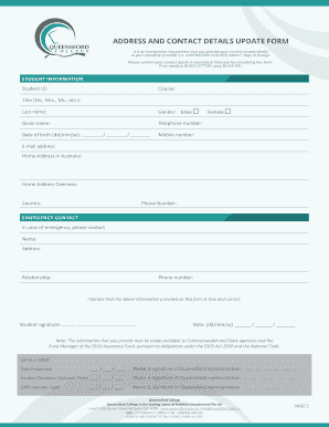 Fillable Online queensford edu ADDRESS AND CONTACT DETAILS UPDATE FORM ...