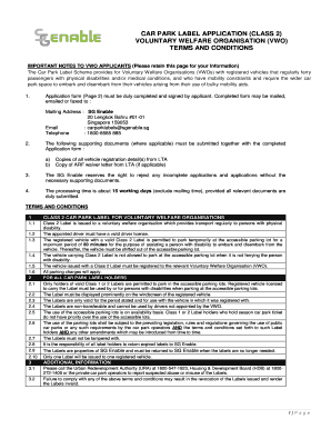 Fillable Online sgenable CAR PARK LABEL APPLICATION (CLASS 2 ...