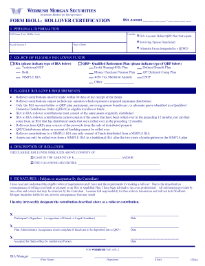 Fillable Online FORM IROLL: ROLLOVER CERTIFICATION - Globalink ...