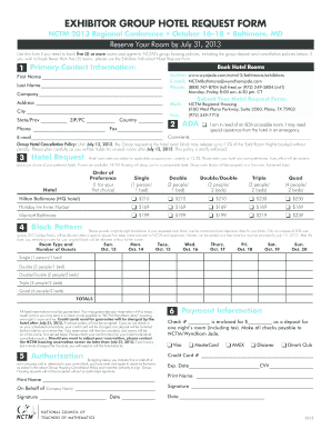 Fillable Online EXHIBITOR GROUP HOTEL REQUEST FORM Fax Email Print ...