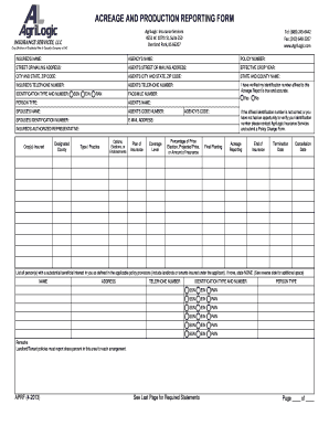 Fillable Online ACREAGE AND PRODUCTION REPORTING FORM - AgriLogic ...