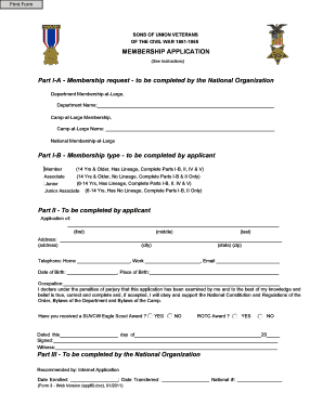 Fillable Online pasuvcw Membership Application Form - Pennsylvania ...
