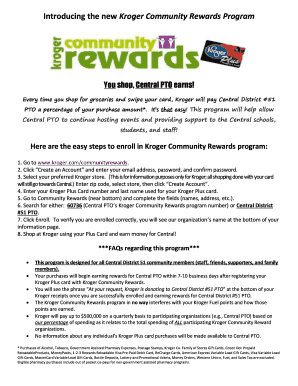 Fillable Online Introducing the new Kroger Community Rewards Program ...