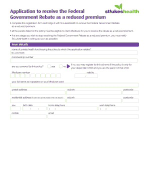Federal Government Rebate Application - Blank Fillable Template | Fill ...