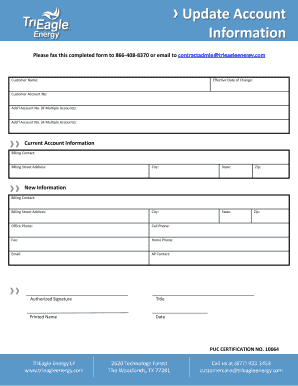 Fillable Online Update Account Information - TriEagle Energy Fax Email ...
