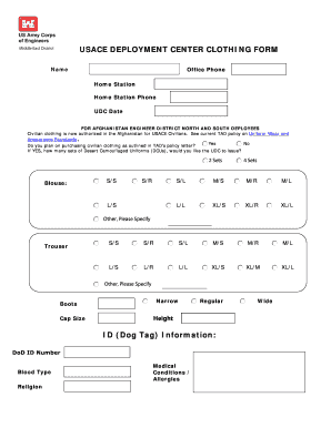 Fillable Online tam usace army Middle East District USACE DEPLOYMENT ...