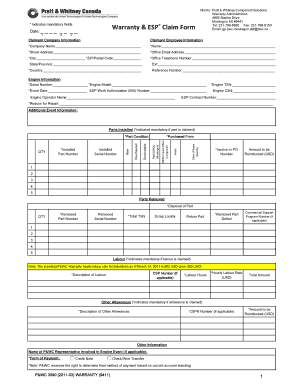 Fillable Online pwc Warranty ESP Claim Form Email gppwcmuskegondptpwc ...