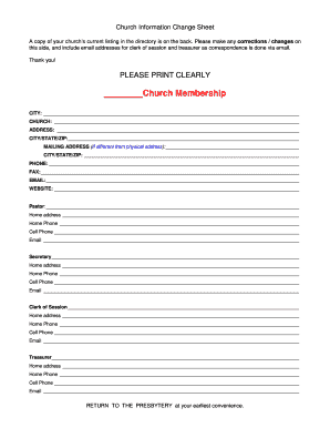 Fillable Online greatriverspby Church Membership - Presbytery of Great ...