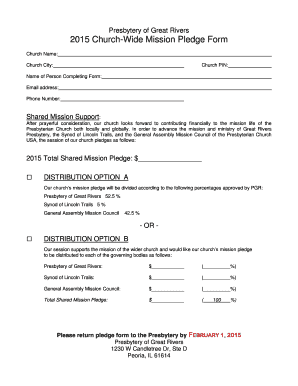 Fillable Online greatriverspby 2015 Church-Wide Mission Pledge Form ...