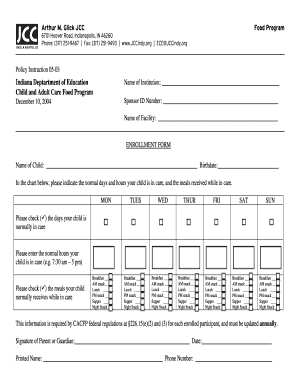 Fillable Online jccindy ECE Food Program.eps - JCC Indianapolis Fax ...
