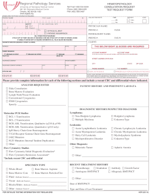 Fillable Online reglab Regional Pathology Services HEMATOPATHOLOGY CONSULTATION Fax Email Print ...