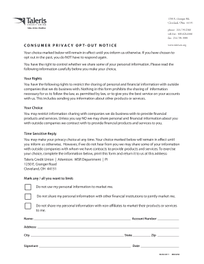 Fillable Online taleriscu Consumer privacy opt-out notice - Taleris ...