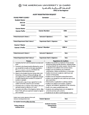 Fillable Online AUDIT REGISTRATION REQUEST - American University in ...