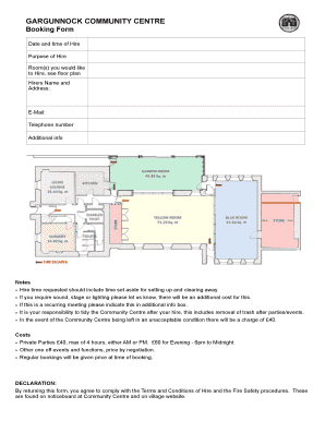 Fillable Online GARGUNNOCK COMMUNITY CENTRE Booking Form Fax Email ...