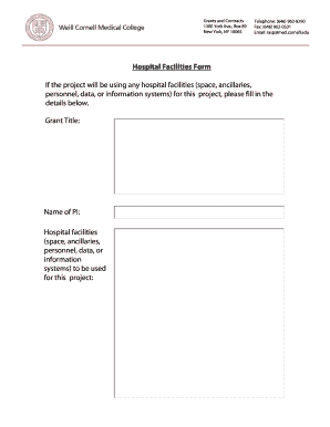 Fillable Online osra weill cornell Hospital Facilities Form - Cornell ...