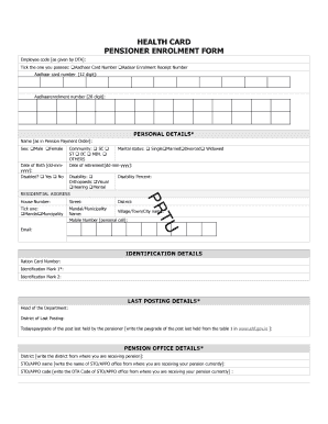 Fillable Online HEALTH CARD PENSIONER ENROLMENT FORM - GUNTURBADI Fax ...