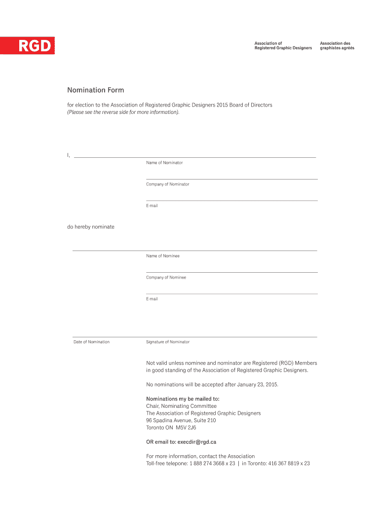 Fillable Online Dear Registered RGD Members Fax Email Print - pdfFiller