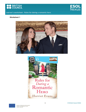 Fillable Online Learner's worksheet -? Rules for dating a romantic ...