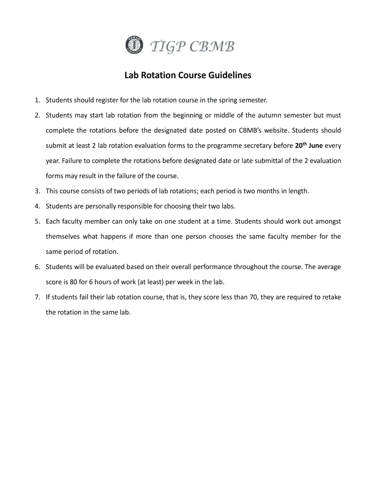 Fillable Online Lab Rotation Course Guidelines Fax Email Print - pdfFiller
