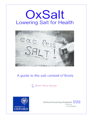 Fillable Online A guide to the salt content of foods Fax Email Print ...