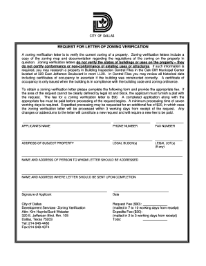 Fillable Online REQUEST FOR LETTER OF ZONING VERIFICATION Fax Email ...