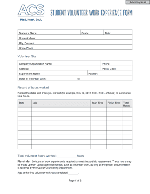 Fillable Online Total volunteer hours worked hours Reminder Fax Email ...