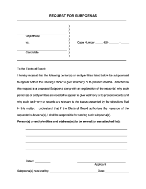 Fillable Online Subpoena Request Form - ChicagoElections.com Fax Email ...