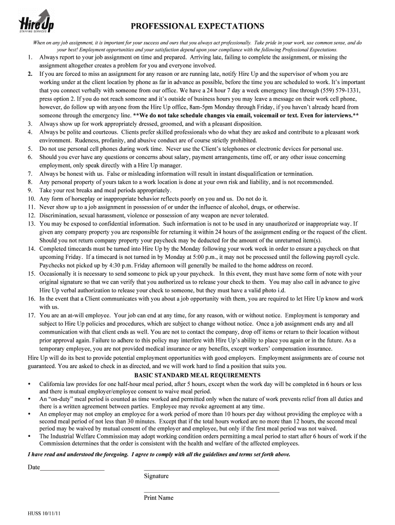 Fillable Online PROFESSIONAL EXPECTATIONS.docx Fax Email Print - pdfFiller