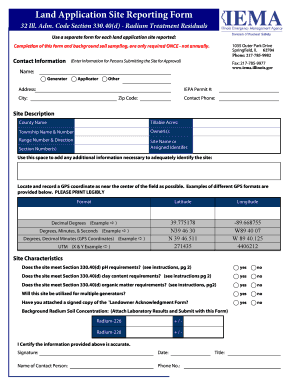 Fillable Online tier2 iema state il Land Application bSiteb Reporting ...