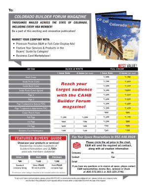 Fillable Online BEST Value! - Colorado Association of Home Builders Fax ...