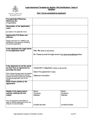 Fillable Online Legal Agreement Template for Section 106 Contributions ...